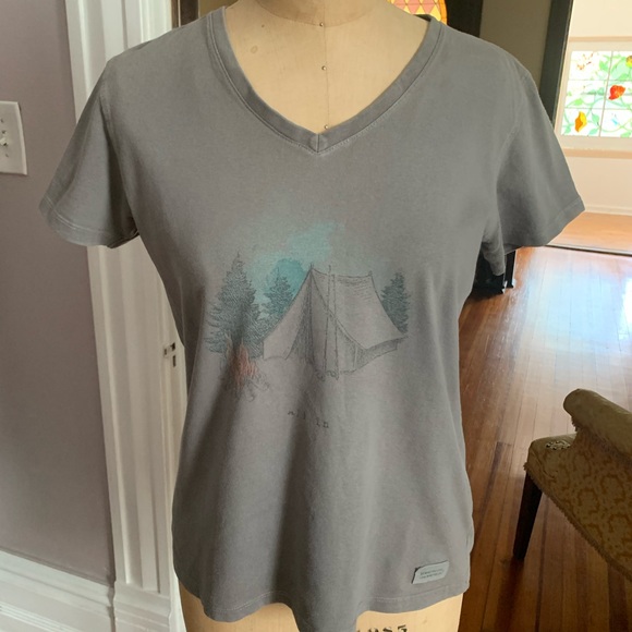 Life Is Good | Tops | Life Is Good Camping Tent Tshirt Petite Small ...
